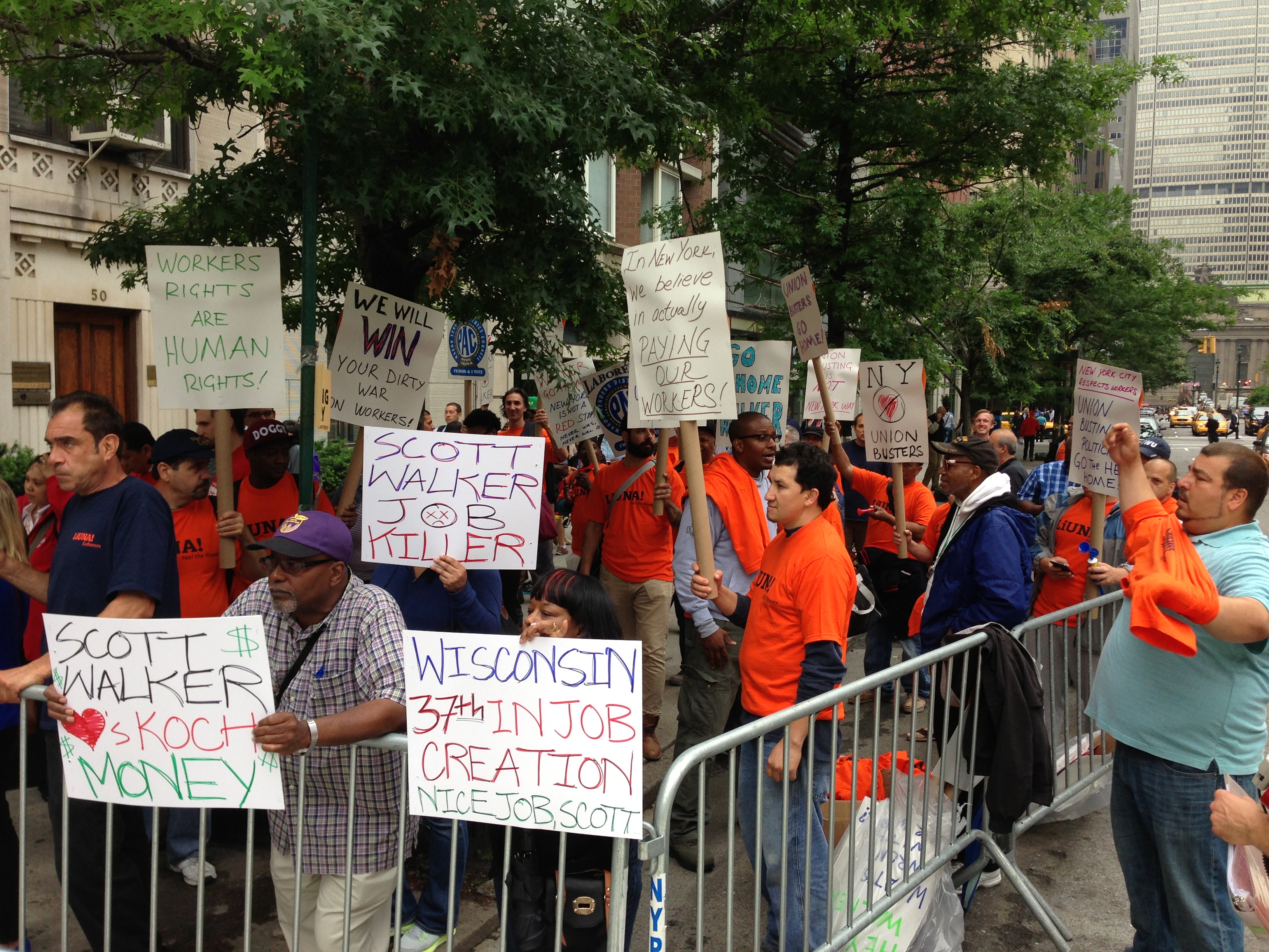 NYC Labor Protests Scott Walker | New York City Central Labor Council