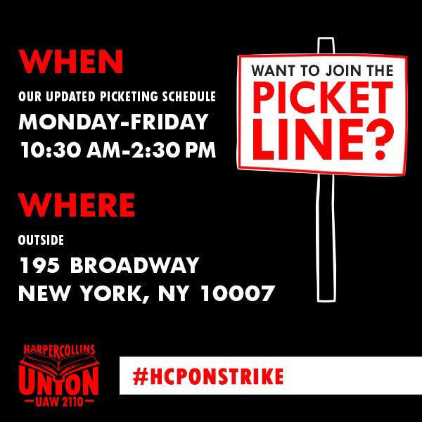 Strike Continues at HarperCollins Publishers with New Picketing ...